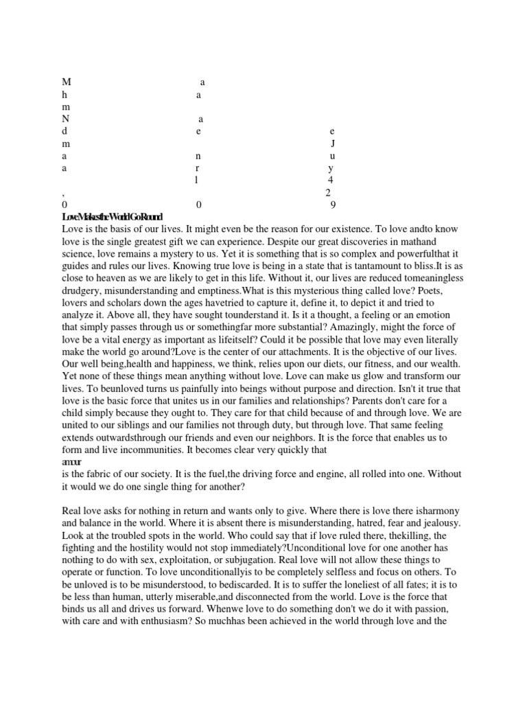 Speech About Love | Download Free PDF | Happiness | Contentment