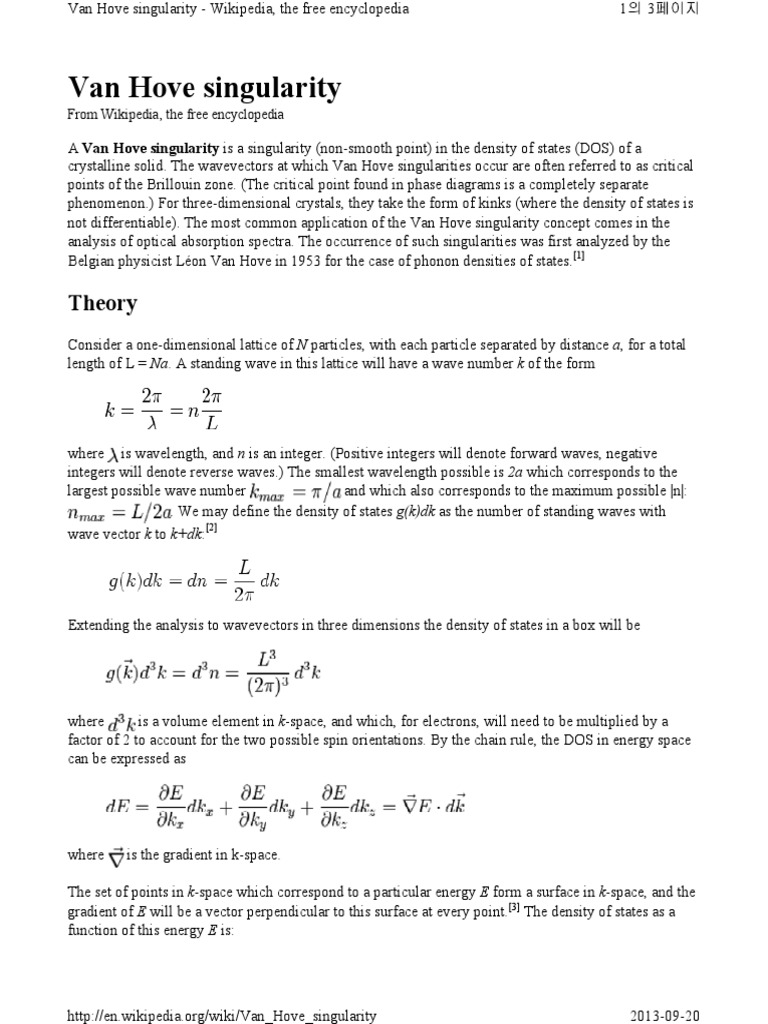 Van Hove Singularity | PDF | Condensed Matter | Physical Chemistry