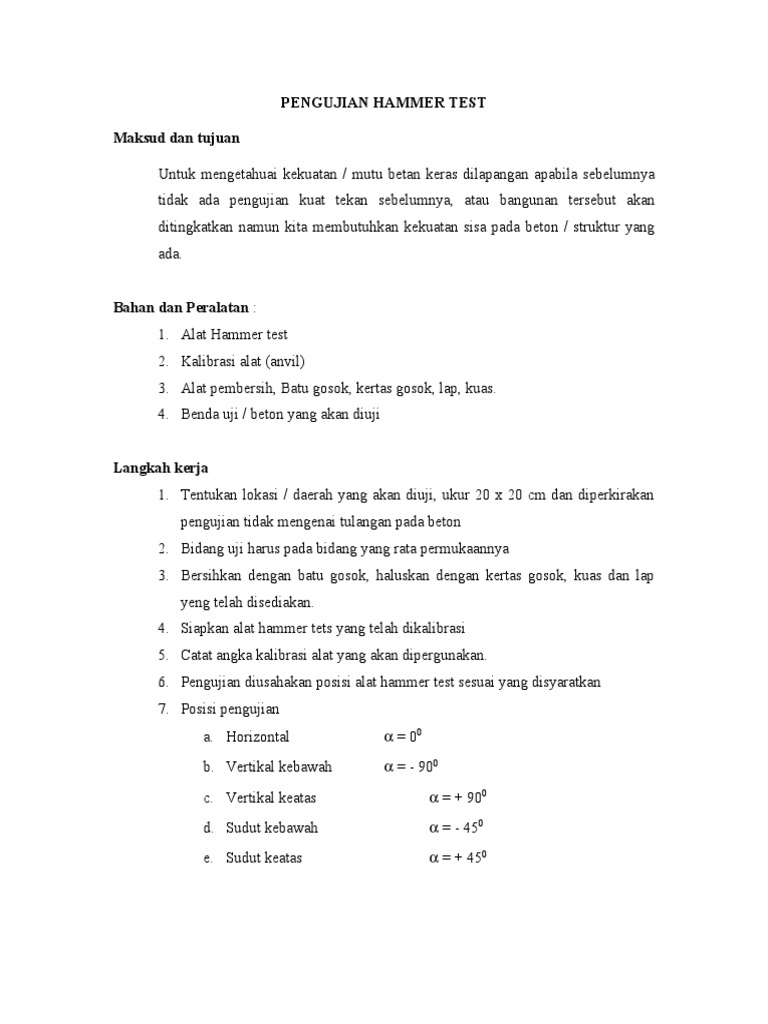 Panduan Lengkap Pengujian Hammer Test | PDF