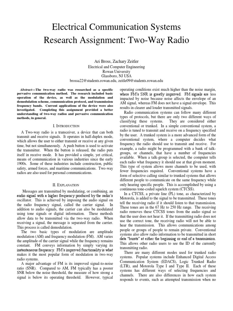 Two-Way Radio Communication Overview | PDF | Frequency Modulation | Radio