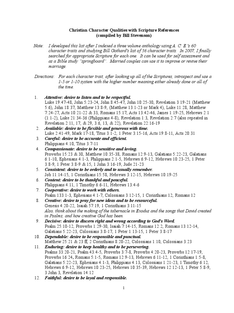 Christian Character Traits Guide | PDF | Epistle To The Colossians ...