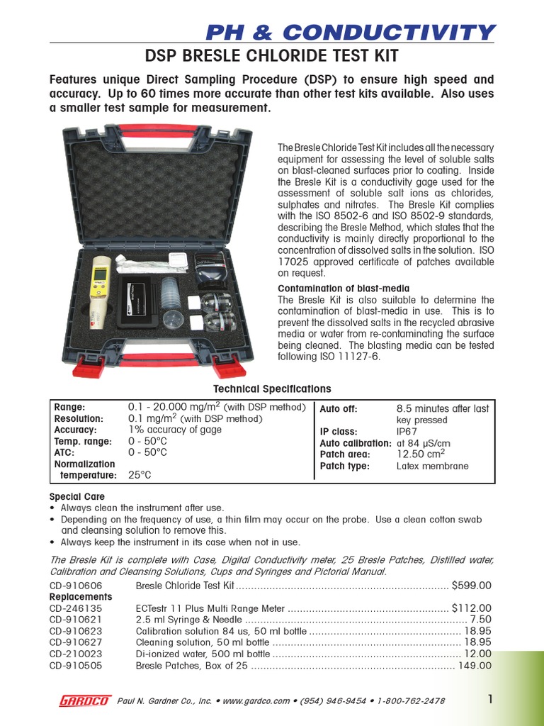Bresle Chloride Test Kit | PDF | Applied And Interdisciplinary Physics ...