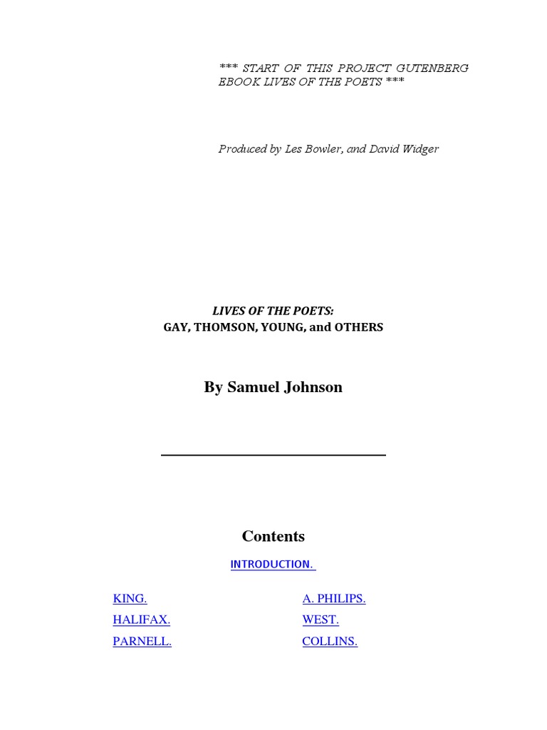 Lives of the Poets by Samuel Johnson | PDF | Poetry