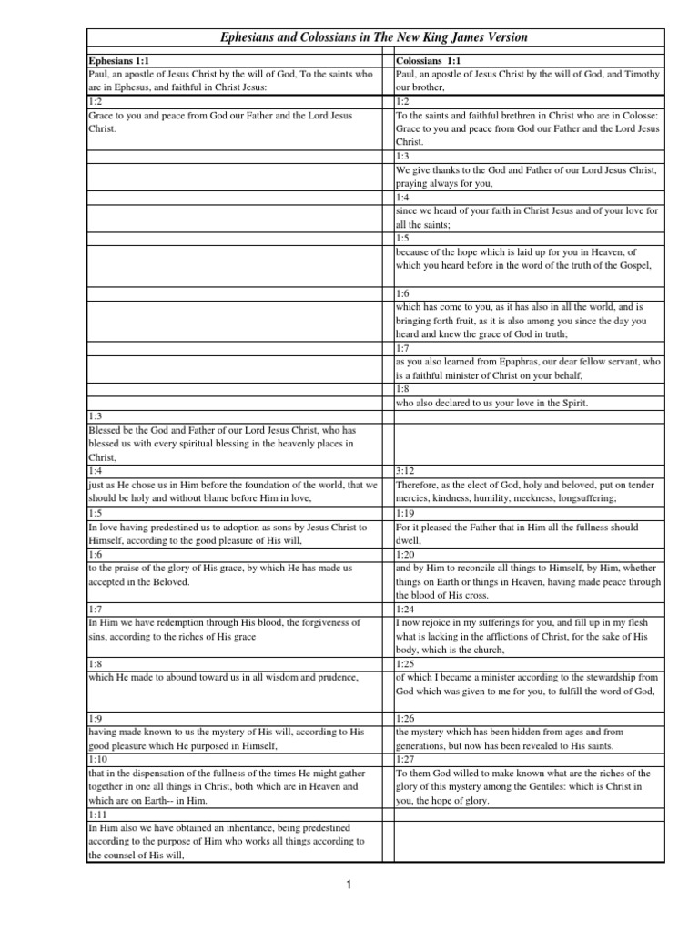 2 - Ephesians and Colossians Comparison | PDF | Epistle To The ...