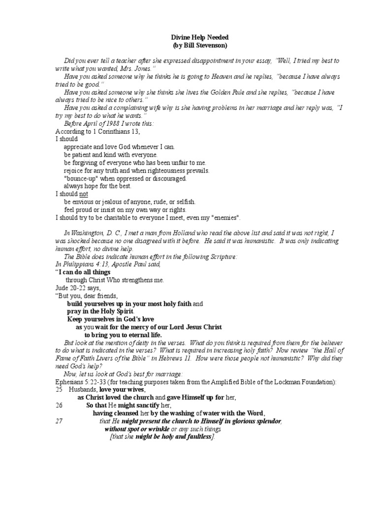 2 - Divine Help Needed | PDF | Christian Church | Epistle To The Ephesians