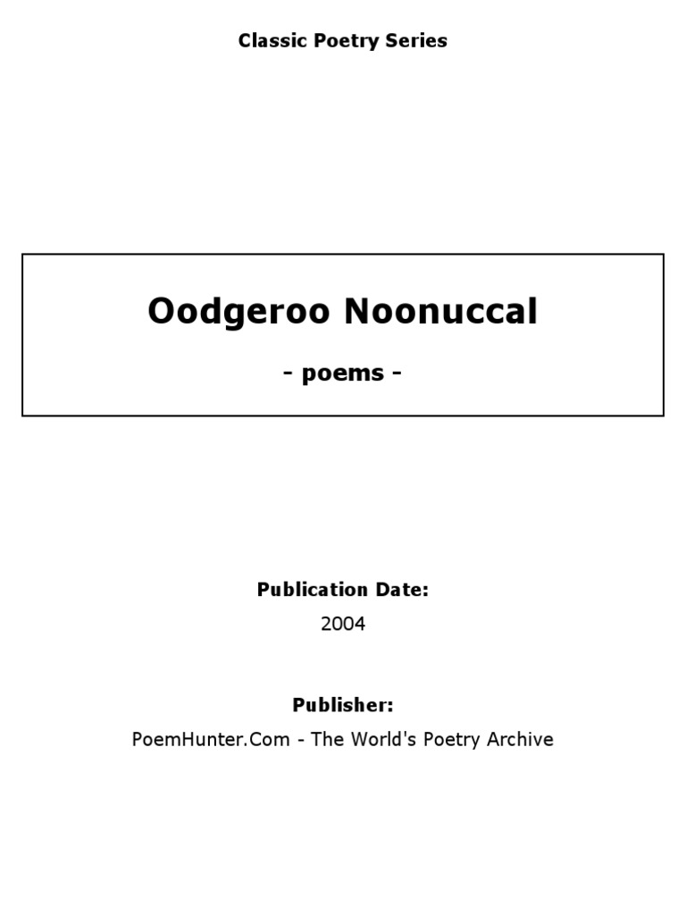 Oodgeroo Noonuccal's Poetic Legacy | PDF