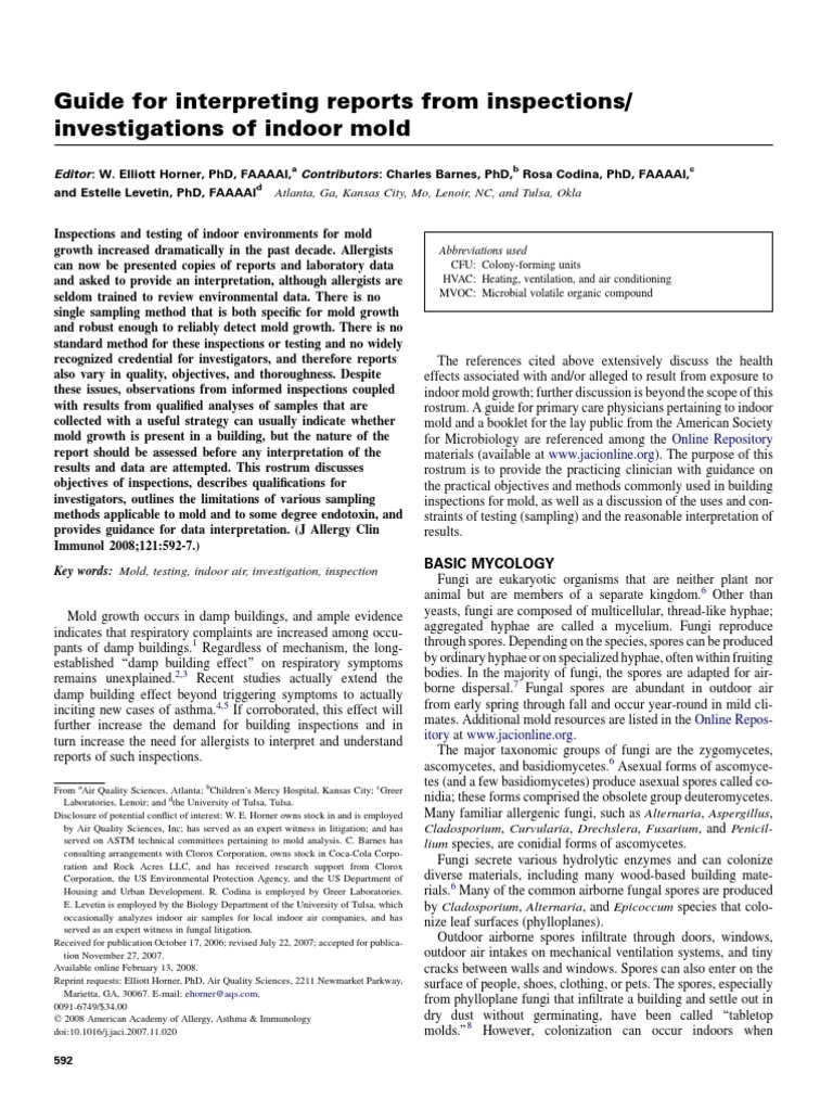 Guide to Interpreting Indoor Mold Inspection Reports | PDF | Mold | Hvac