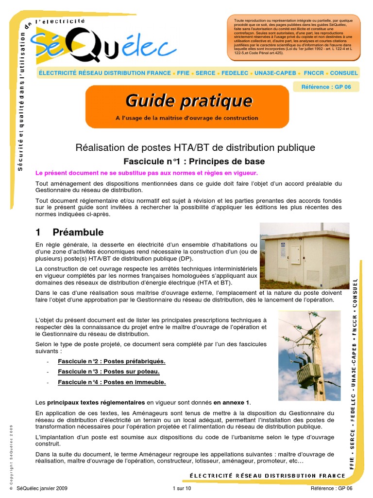 Sequelec Guide Pratique Poste HTA F1 | PDF | Réseau électrique | Inondation