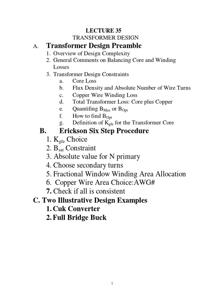 l35 Design of Transformer | PDF