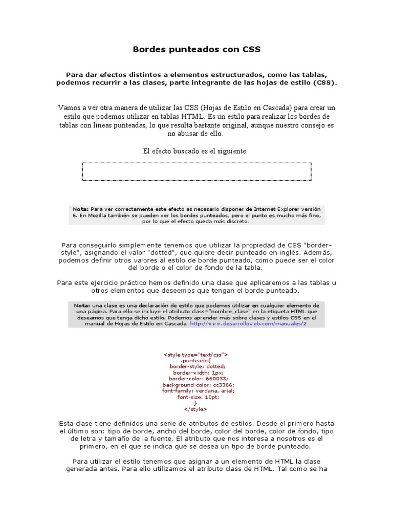 Bordes Punteados en CSS para Tablas | PDF | Hojas de estilo en cascada ...