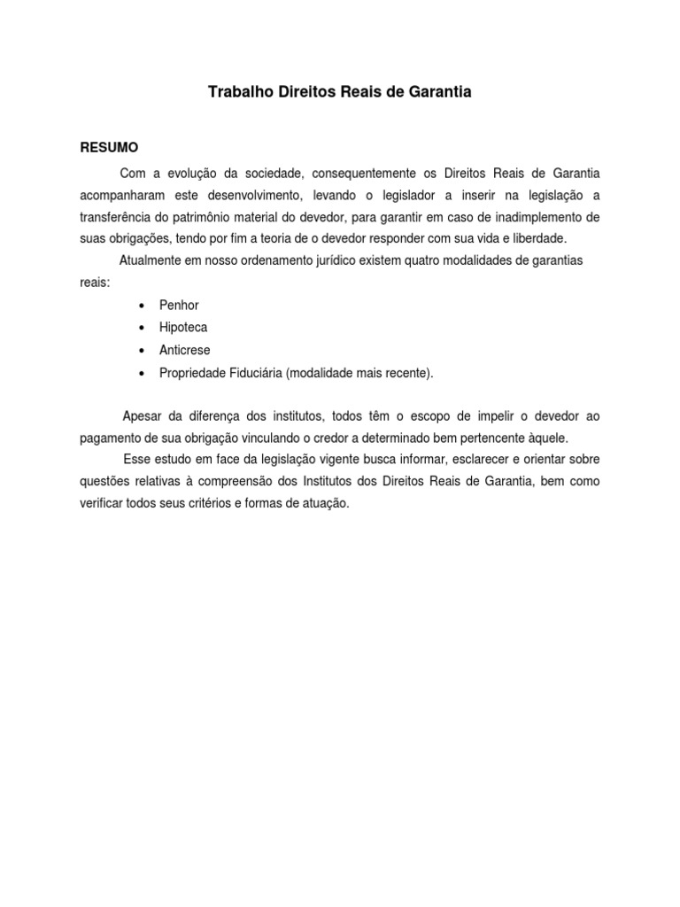 Os Principais Aspectos dos Direitos Reais de Garantia: Penhor, Hipoteca ...