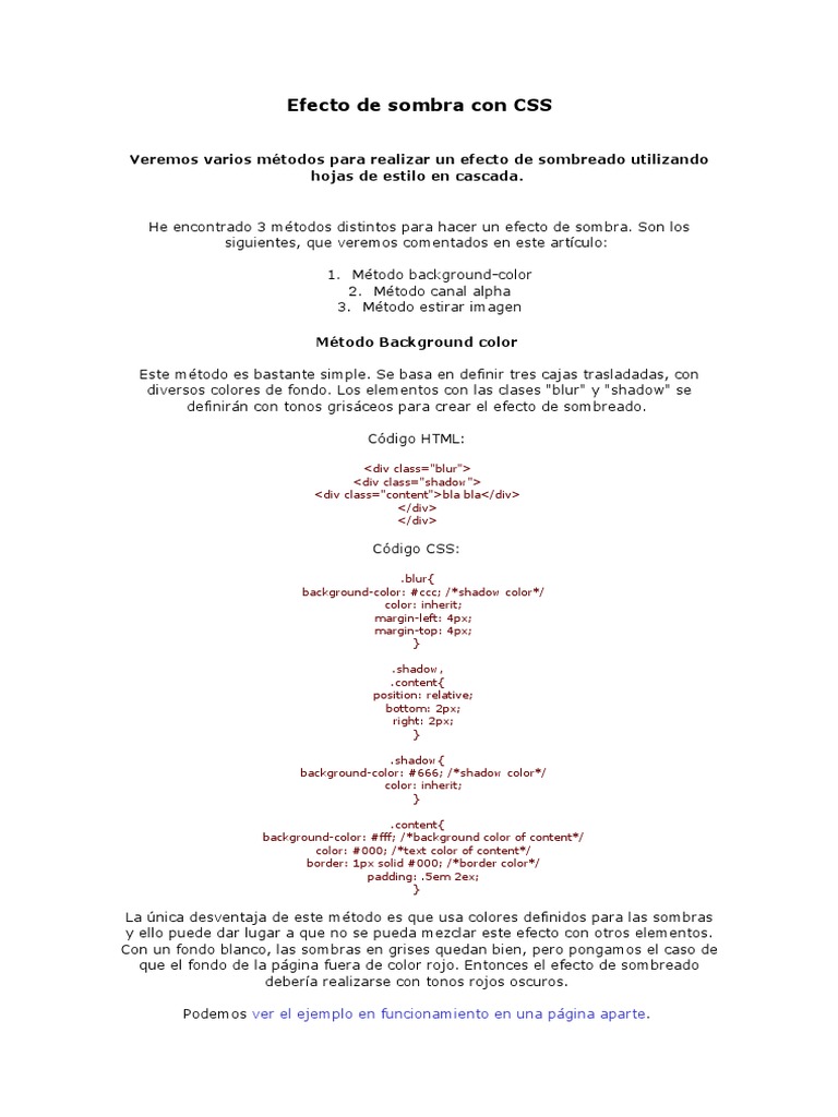 Efecto de Sombra Con CSS | PDF | HTML | Imagen