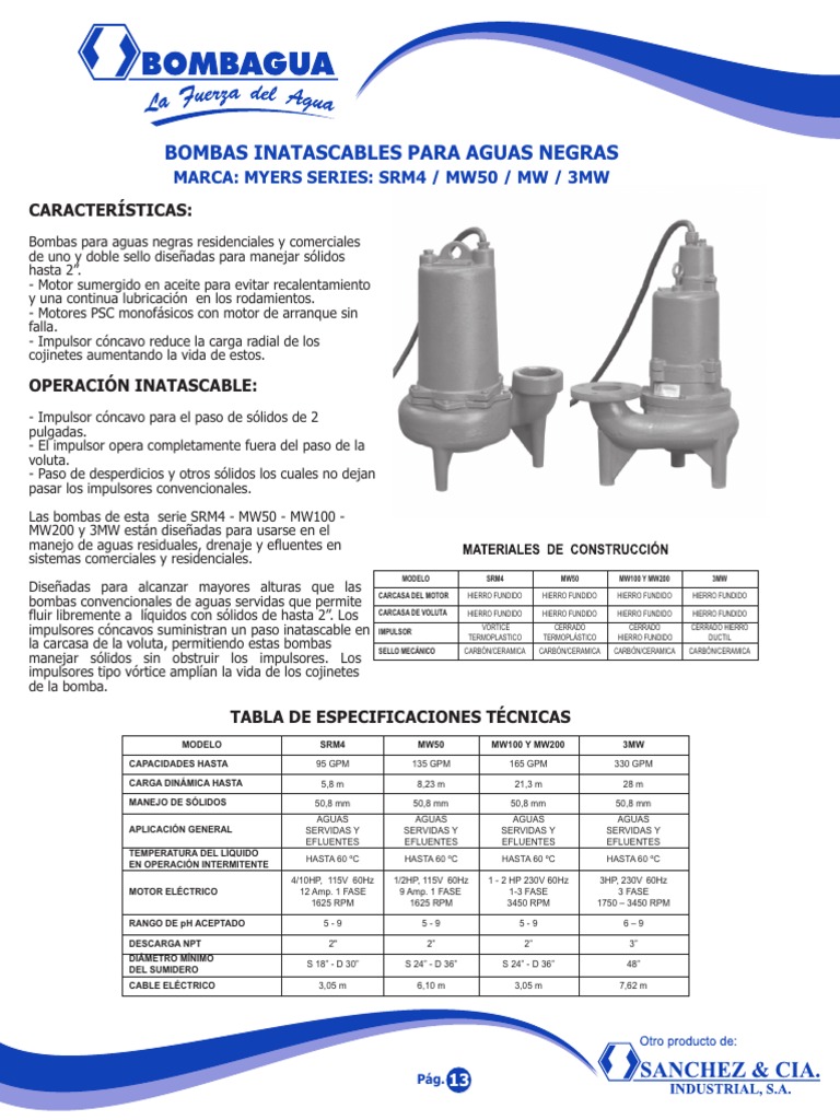 Bombas de Aguas Negras Serie Inatascables | Bomba | Aguas residuales