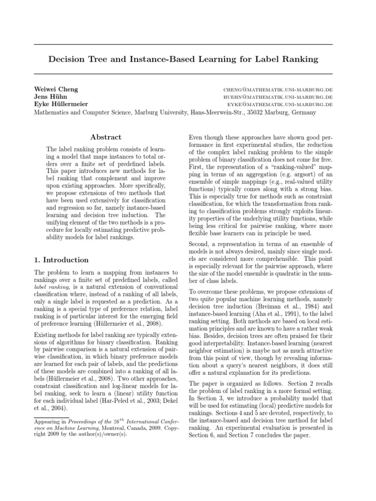 Advanced Label Ranking Methods | PDF | Statistical Classification ...