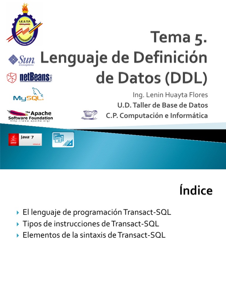 Lenguaje de Definición de Datos DDL | Descargar gratis PDF | Comillas ...