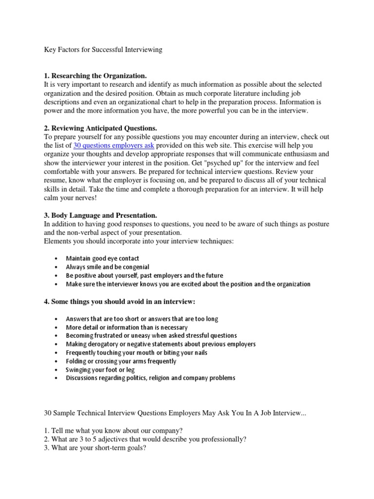 Top 30 Job Interview Questions | PDF | Job Interview | Interview