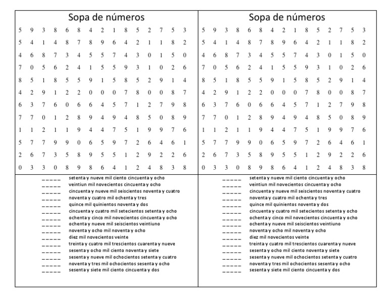 Sopa de Números | PDF