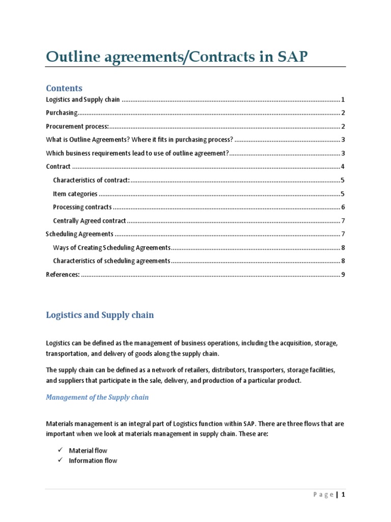 SAP Outline Agreements Guide | PDF | Procurement | Logistics