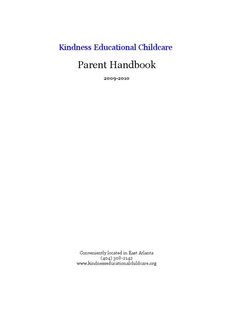 Kindness Educational Childcare Parent Handbook | PDF | Child Care ...