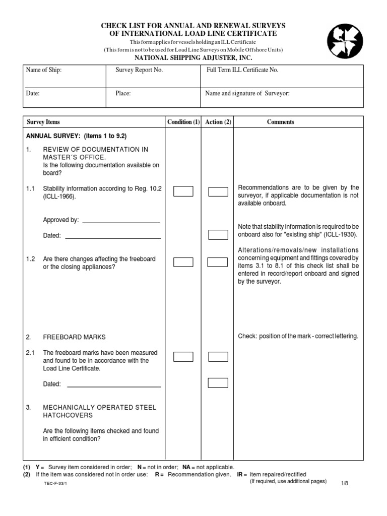 Loadline Survey | PDF | Surveying | Ships