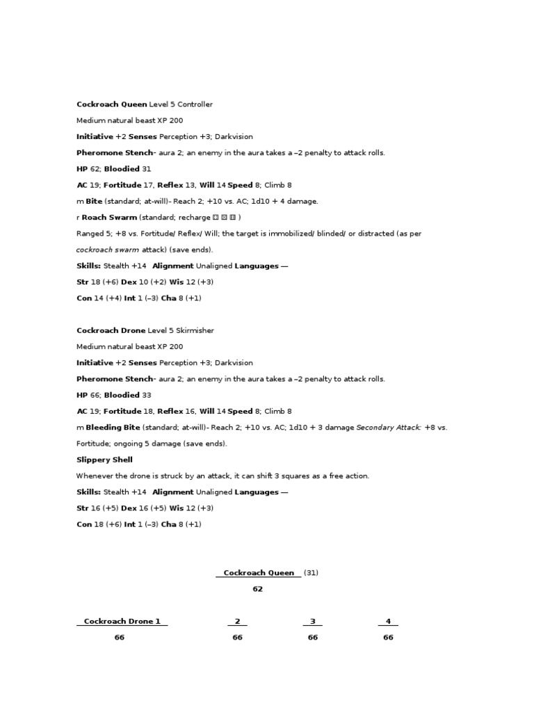 Giant Cockroach | PDF | Dungeons & Dragons | D20 System