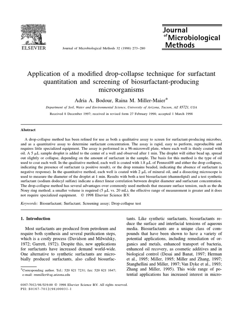 Application of A Modified Drop-Collapse Technique For Surfactant | PDF ...