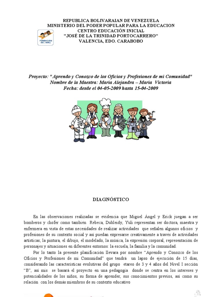 Conociendo Las Profesiones y Oficios de Mi Comunidad | PDF | Jardín de ...