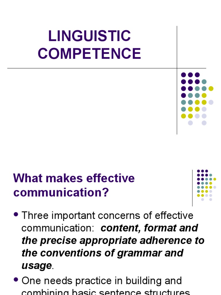 Lesson 4 Linguistic Competence | Grammatical Number | Verb