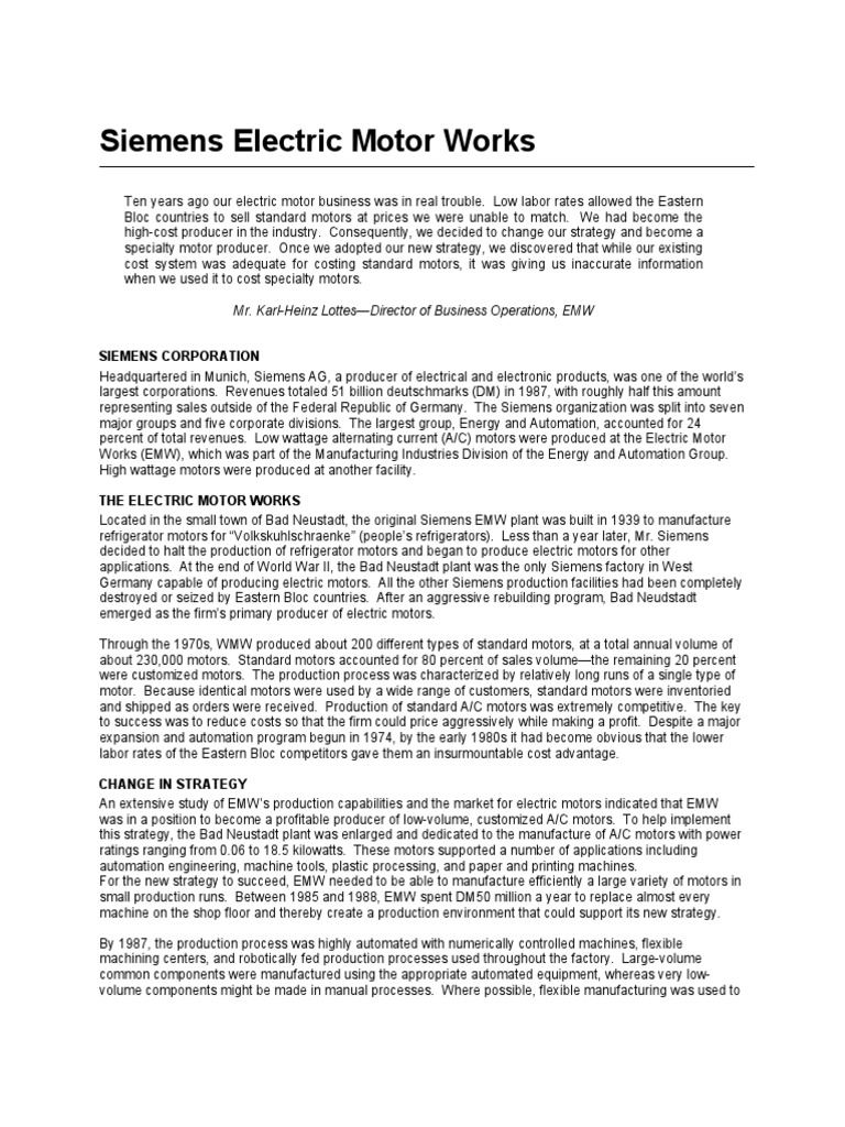 Siemens Electric Motor Works | PDF | Siemens | Automation