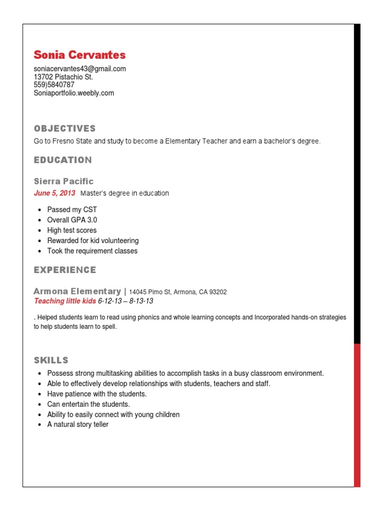 Sonia Cervantes Resume | PDF