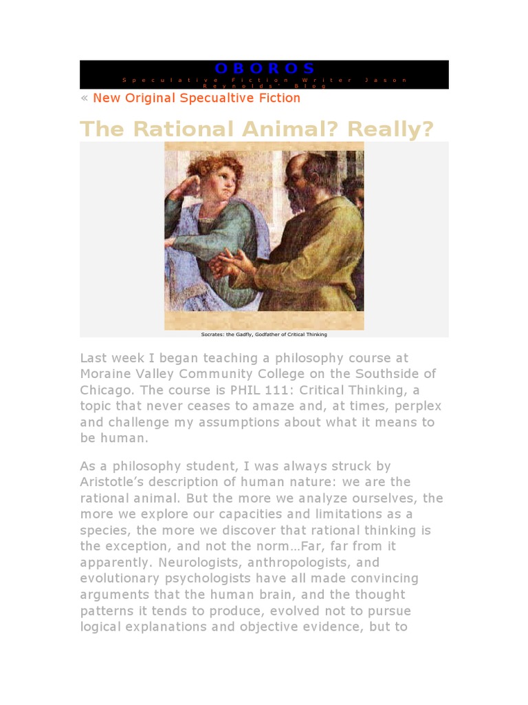 The Rational Animal? Really?: Oboros | PDF | Rationality | Thought