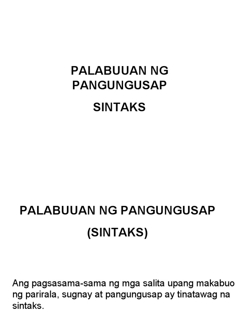 Filipino 1 Palabuuan NG Pangungusap (Sintaks) | PDF