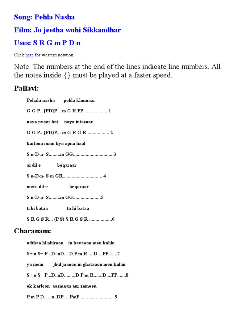 Indian Music Notation Guide | PDF | Language Arts & Discipline