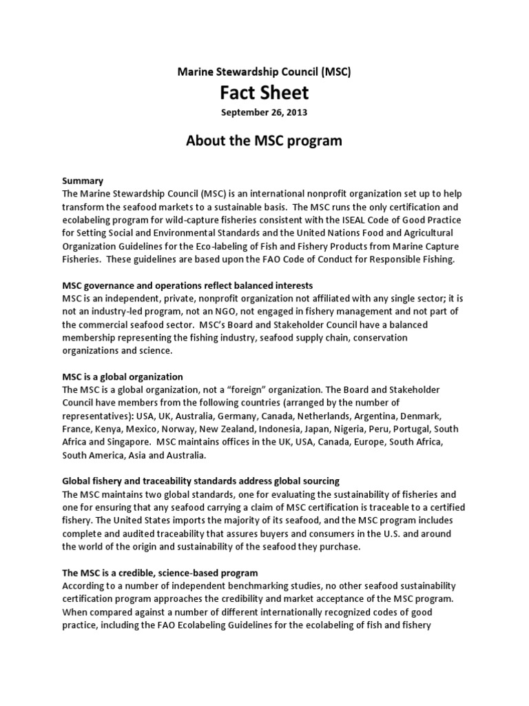 MSC Fact Sheet | PDF | Business | Science