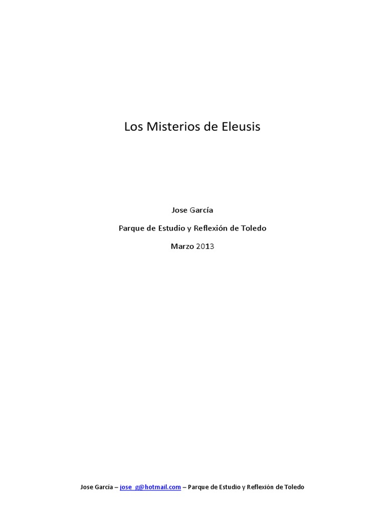 Misterios De Eleusis Experiencia Y Significado Pdf Dioniso Perséfone
