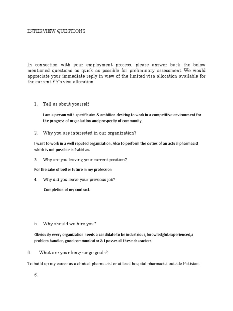 Interview Questions | Download Free PDF | Pharmacy | Pharmacist