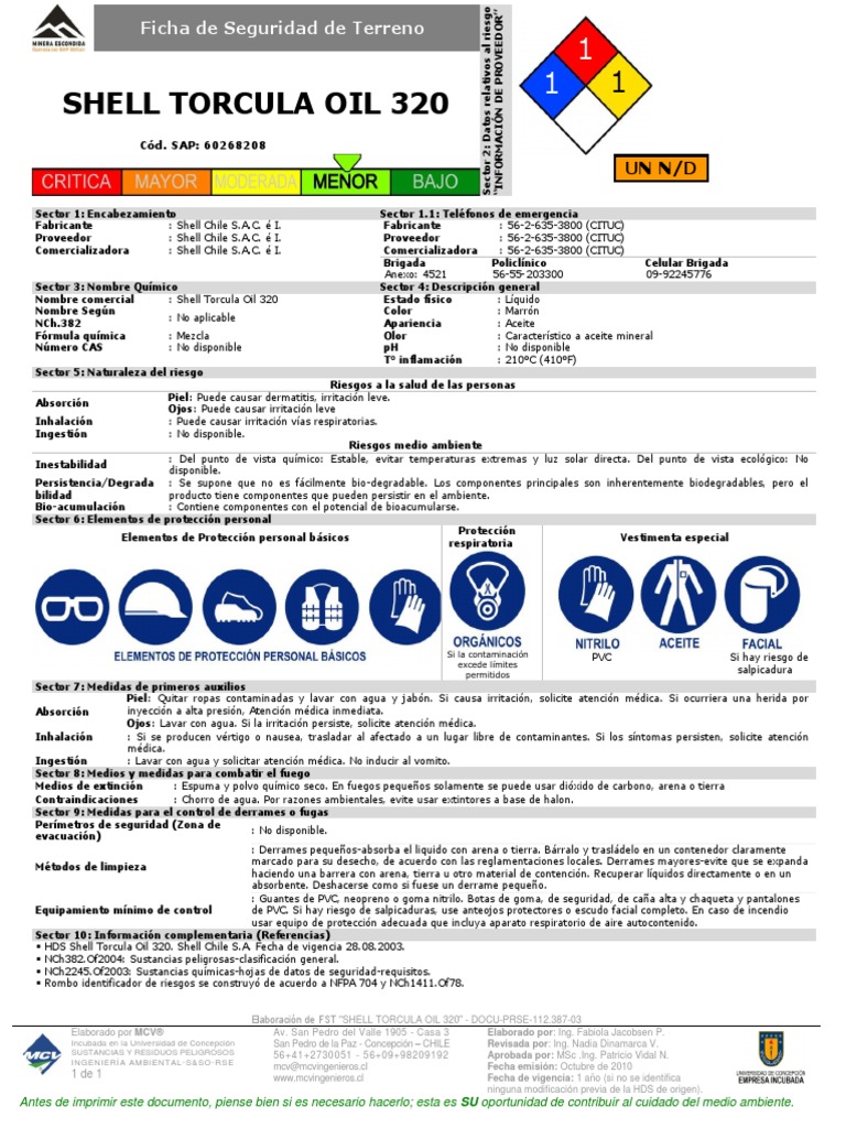 TORCULA Hoja de Seguridad de Terreno | PDF | Contaminación | Agua