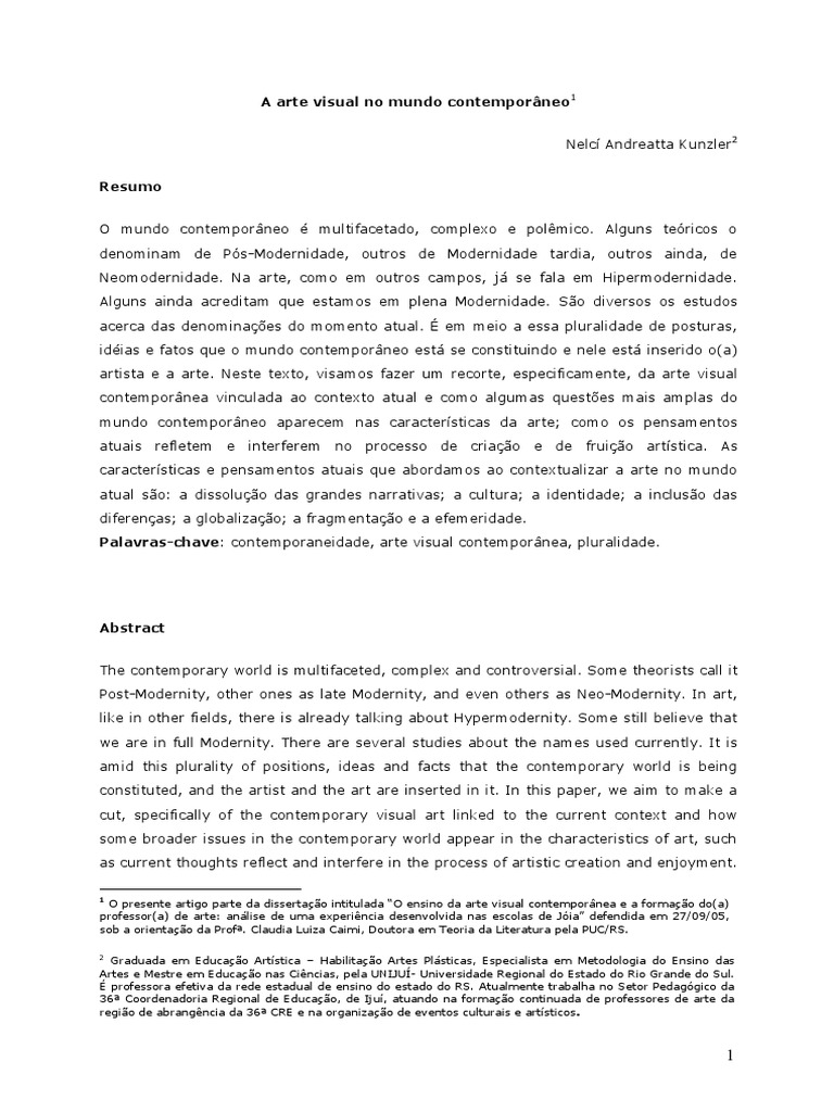 Arte Visual Contemporânea e Contexto Atual | PDF | Pinturas | Science