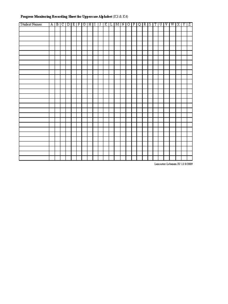Uppercase Alphabet Progress Monitoring Class Sheets | PDF