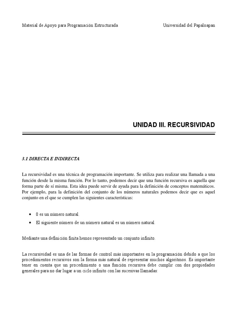 Recursividad Directa e Indirecta | PDF | Recursividad | Estructura de ...