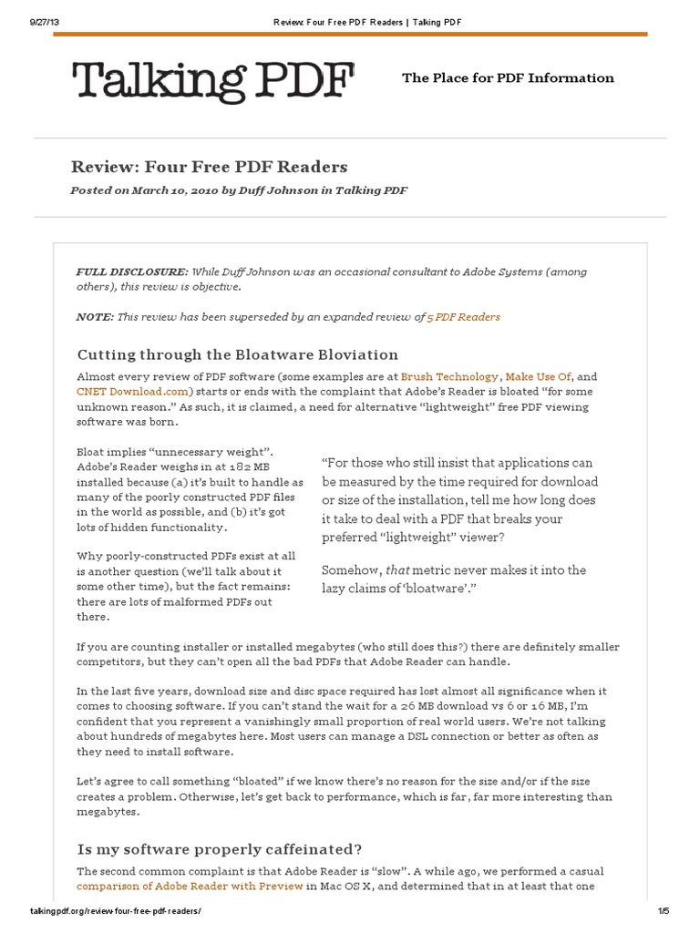 Review - Four Free PDF Readers | PDF | Information Retrieval | Computer Data