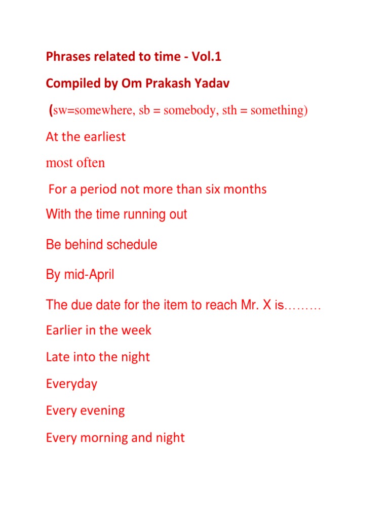Phrases Related To Time - Vol.1. | PDF | Career & Growth | Religion ...