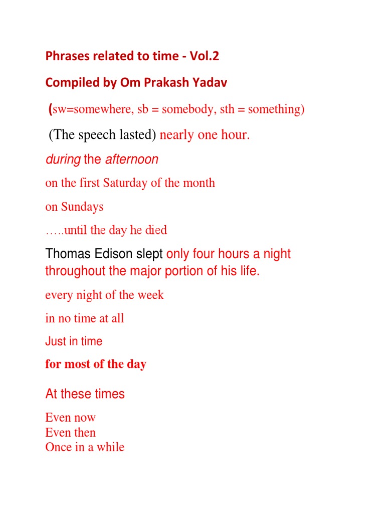 Phrases Related To Time - Vol.2 | PDF | Language Arts & Discipline | Art