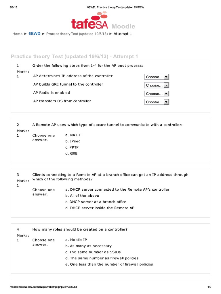 Aruba ACMA Practice Theory 6EWD Pt1 | PDF