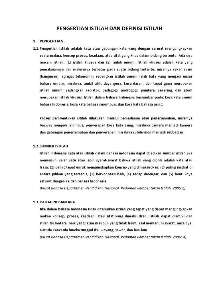 Pengertian Istilah Dan Definisi Istilah | PDF | Seni & Disiplin Bahasa