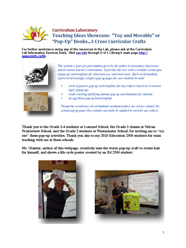 Teaching Ideas Showcase: "Toy and Movable" or "Pop - Up" Books... 3 ...