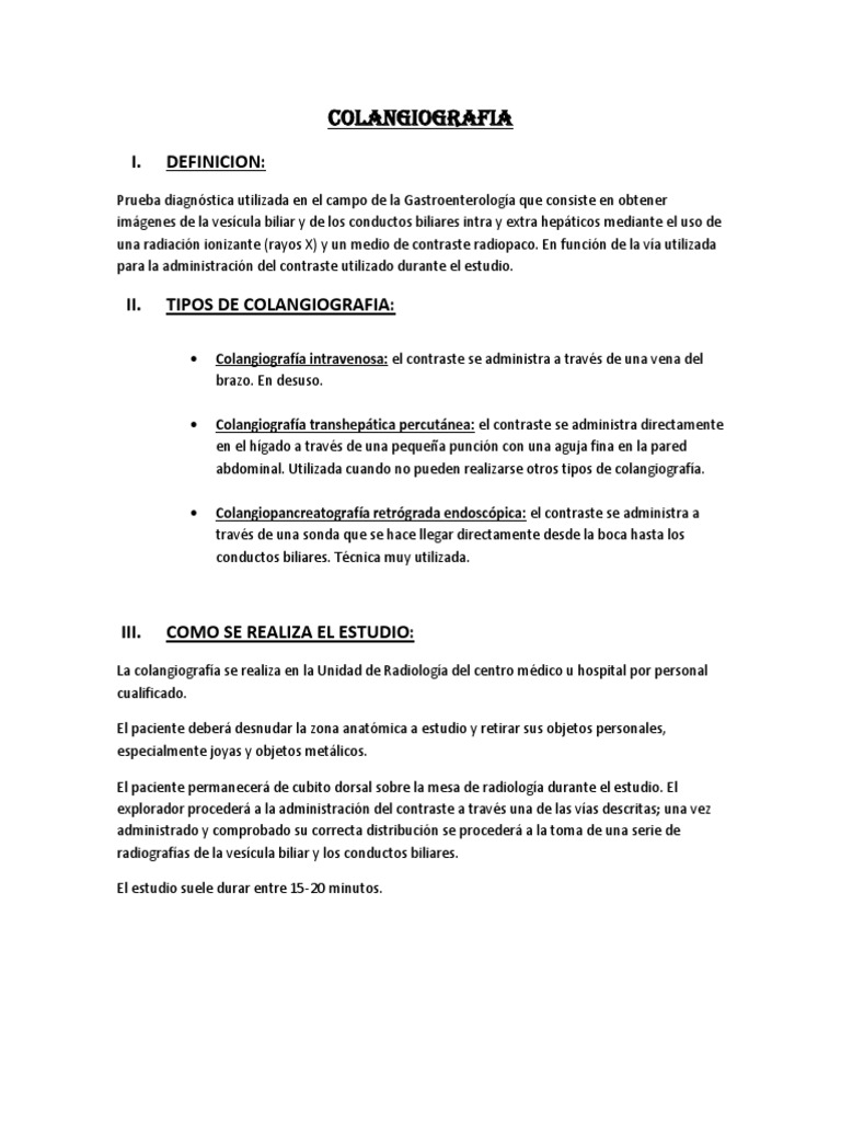 Colangiografia | PDF | Terapia intravenosa | Radiología