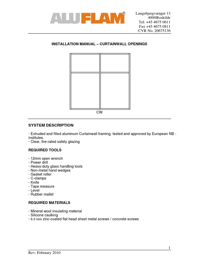 Installation Manual Curtain Wall | PDF | Framing (Construction ...