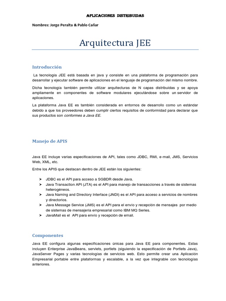 Arquitectura JEE y Aplicaciones Distribuidas | PDF | Plataforma Java | Ingeniería de software