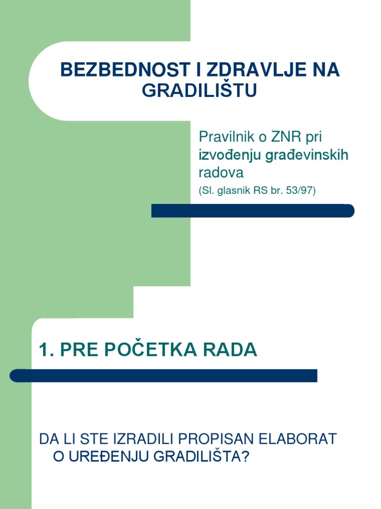 BEZBEDNOST I ZDRAVLJE NA GRADILIŠTU | PDF
